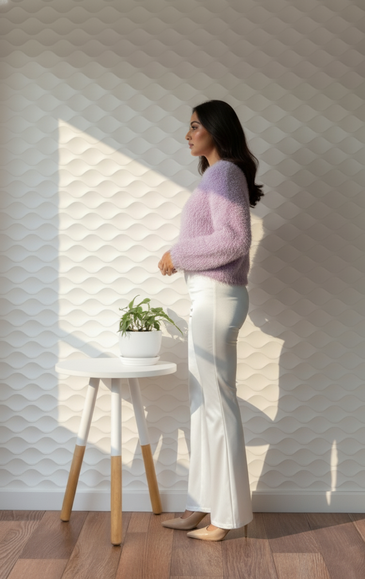 Fuzzy Chic – Soft Touch Winter Top in Lavender – donnetenaci.com